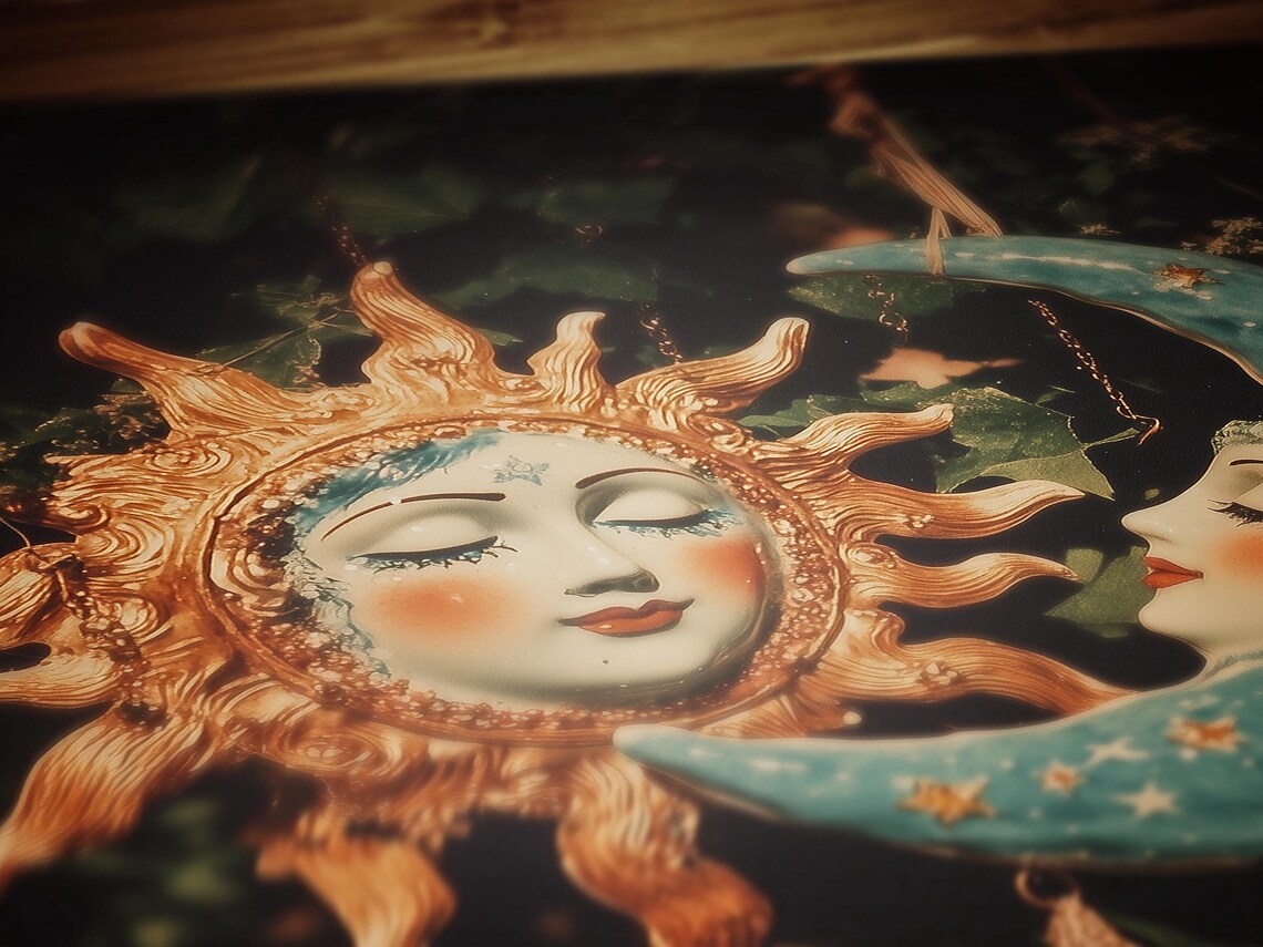 Celestial Sun and Moon Print, 90s Whimsigoth Decor, Whimsical Celestial ...