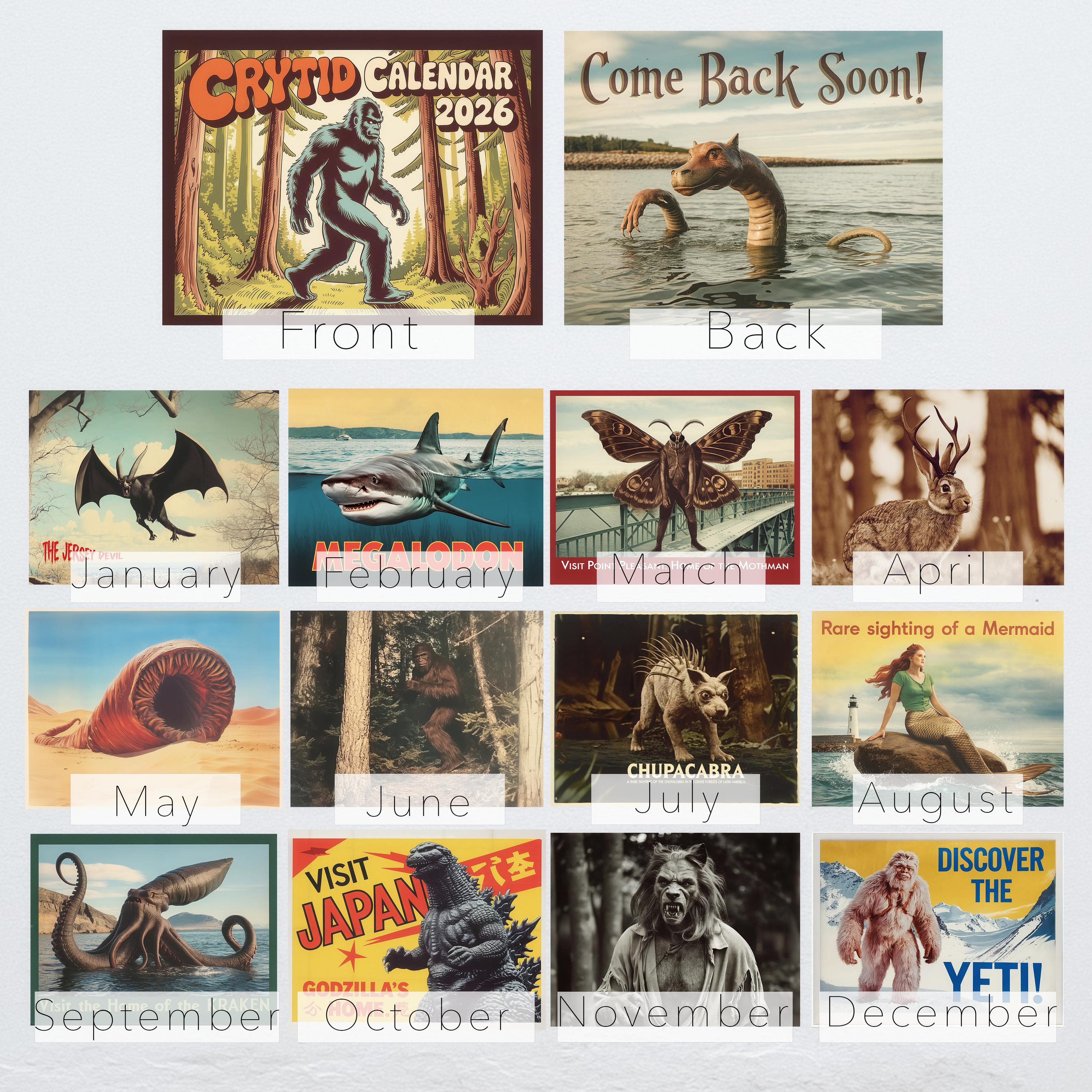 2026 Cryptid Nostalgic Art Calendar Featuring Mythical Creatures ...