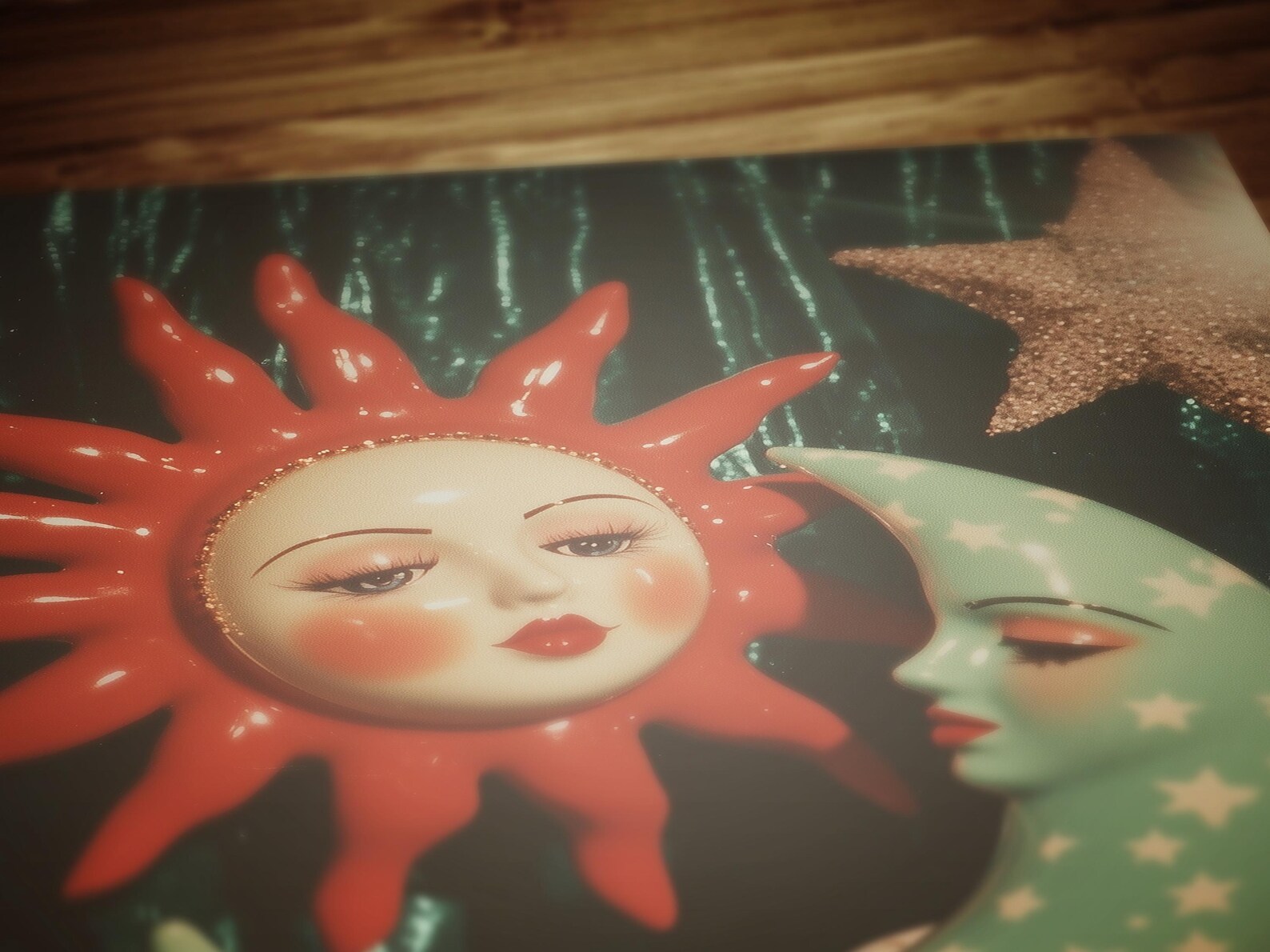 Celestial Sun and Crescent Moon Print, 90s Whimsigoth Decor, Whimsical ...