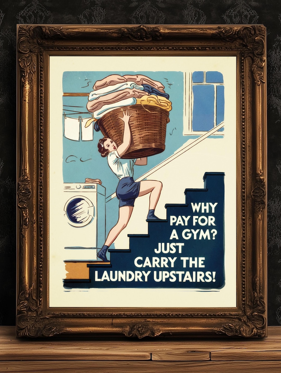 Funny Laundry Room Poster, Retro Housewife Print, Vintage Style Wall ...