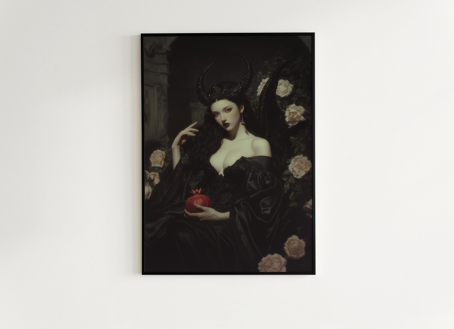 Persephone Holding Pomegranate, Gothic Greek Mythology Goddess Art ...