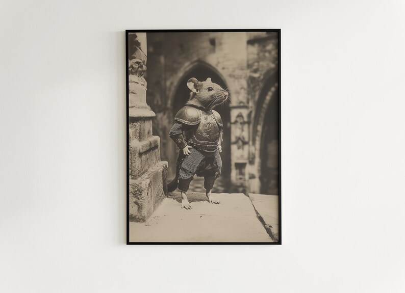 D'artagnan, Vintage Rat Knight Wall Art Hanging, Medieval Mouse Warrior ...