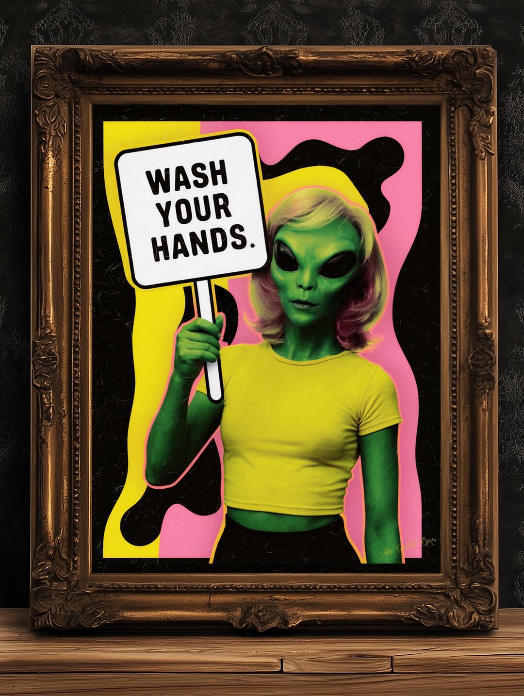 Wash Your Hands, UFO Alien Bathroom Wall Art, Decor Bathroom Art for ...