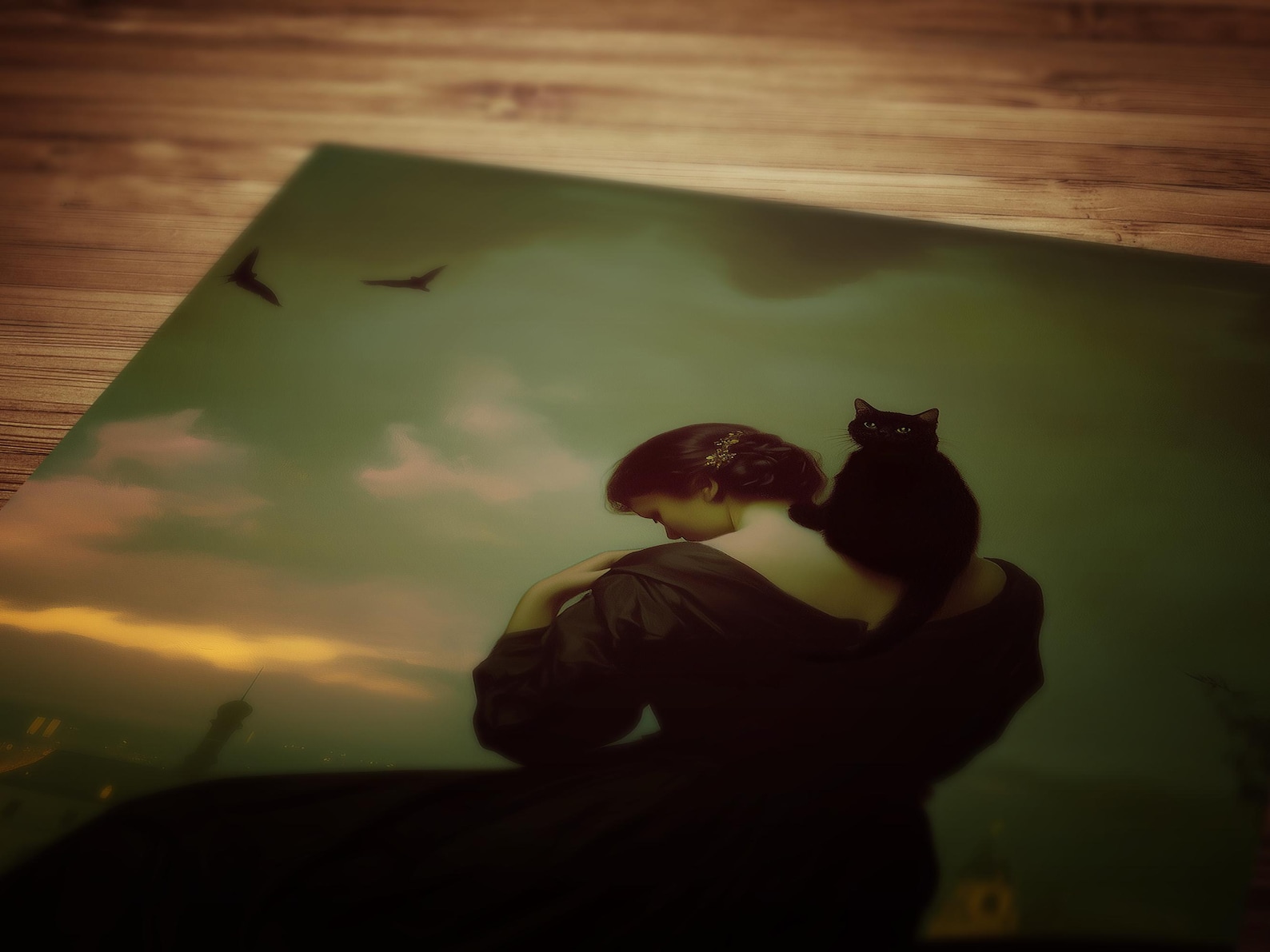Gothic Lady and Her Cat, Moody Vintage Poster, Art Poster Print, Dark ...
