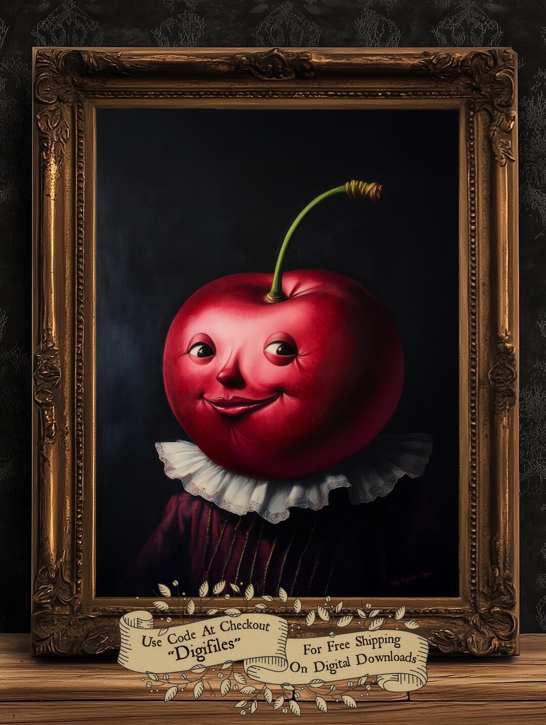 Süße Kirsche Gemälde, Antike Obst Kunstdruck, Renaissance Essen Porträt ...