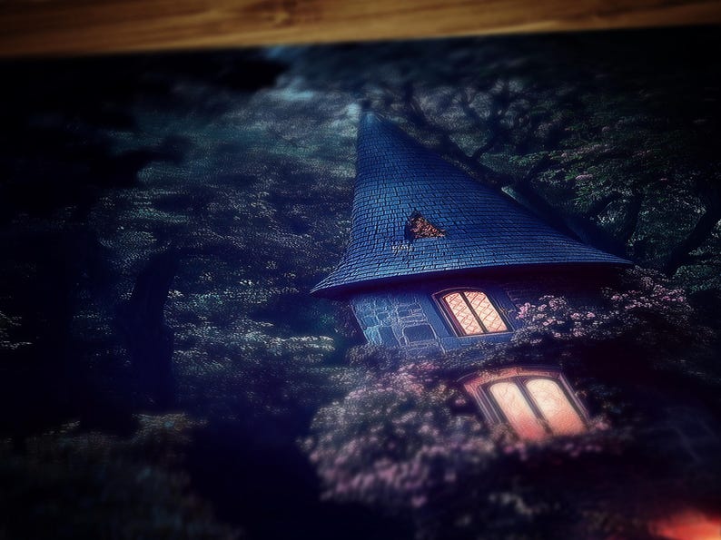 Enchanted Cottage Wall Art, Dark Fairytale Cottage Print, Whimsigoth ...
