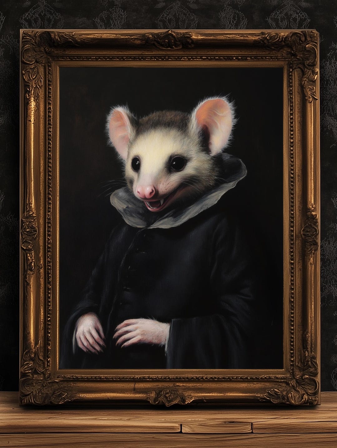 Gothic Possum Portrait, Dark Academia Wall Decor, Funny Royal Pet ...