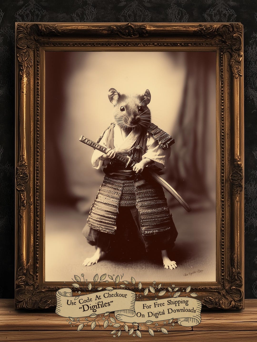 The Last Samurai, Vintage Samurai Rat Photograph, Weird Art Stuff ...