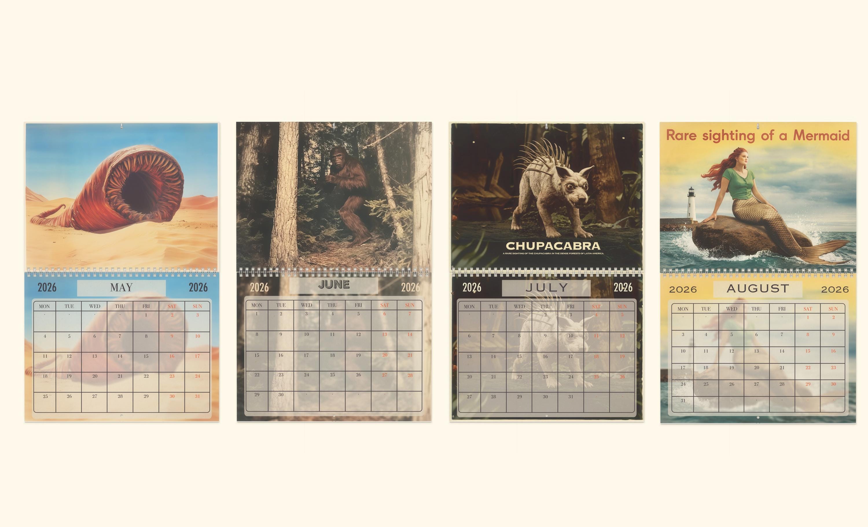2026 Cryptid Nostalgic Art Calendar Featuring Mythical Creatures ...