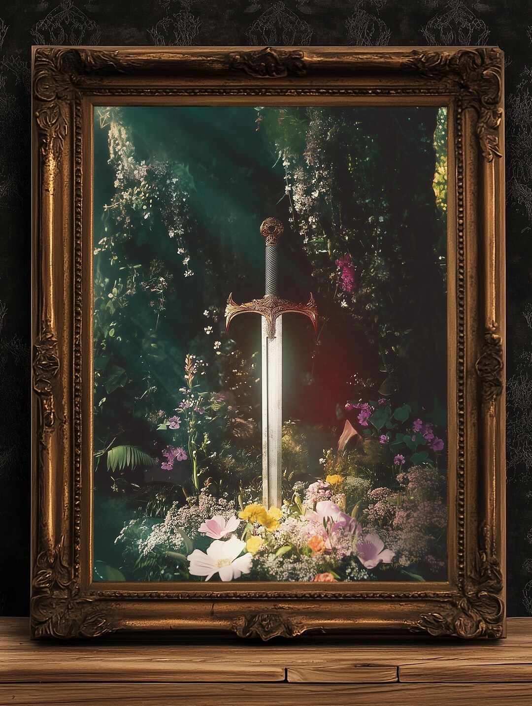 Enchanted Excalibur in the Forest, Claymore Weapon Fantasy Decor ...