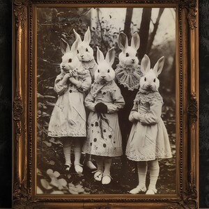 Rabbit Cult in the Forest, Creepy Vintage Photography, Art Poster Print ...