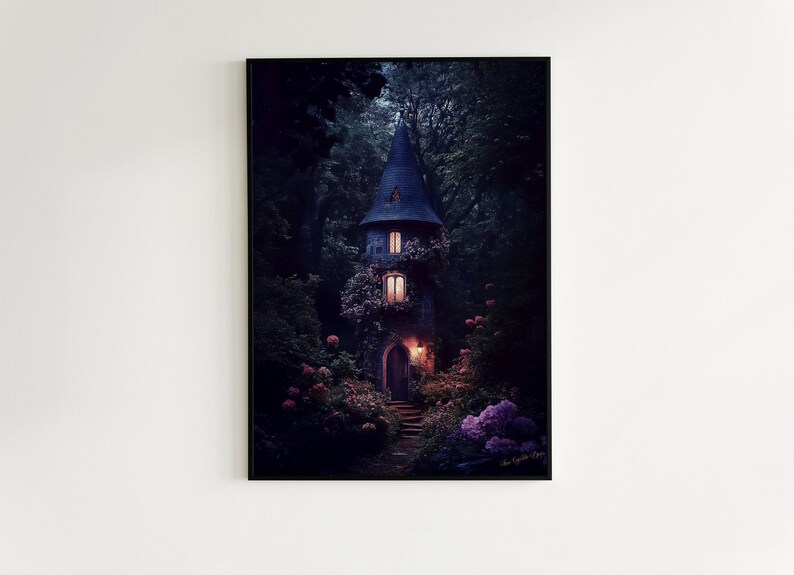 Enchanted Cottage Wall Art, Dark Fairytale Cottage Print, Whimsigoth ...
