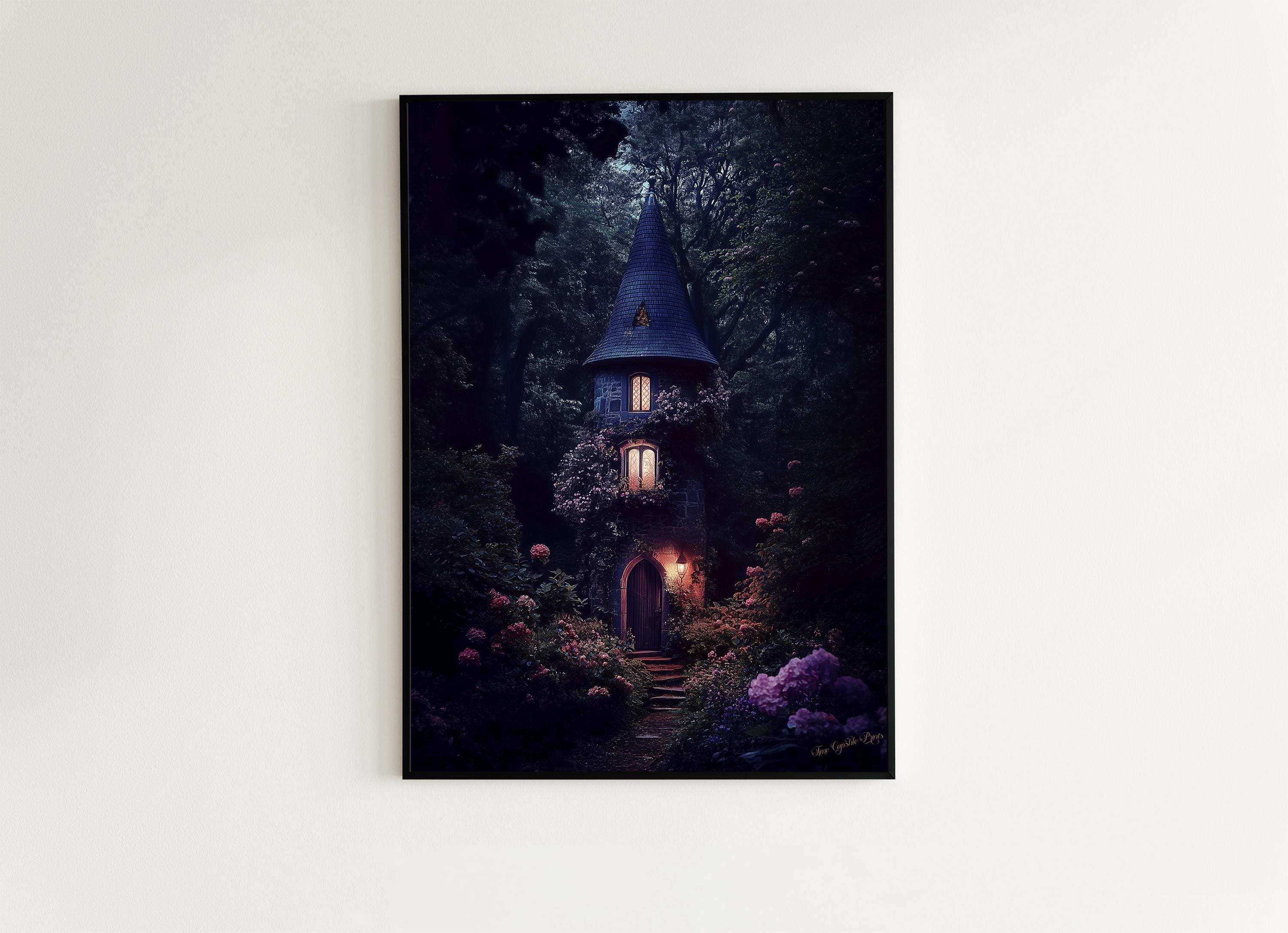 Enchanted Cottage Wall Art, Dark Fairytale Cottage Print, Whimsigoth ...