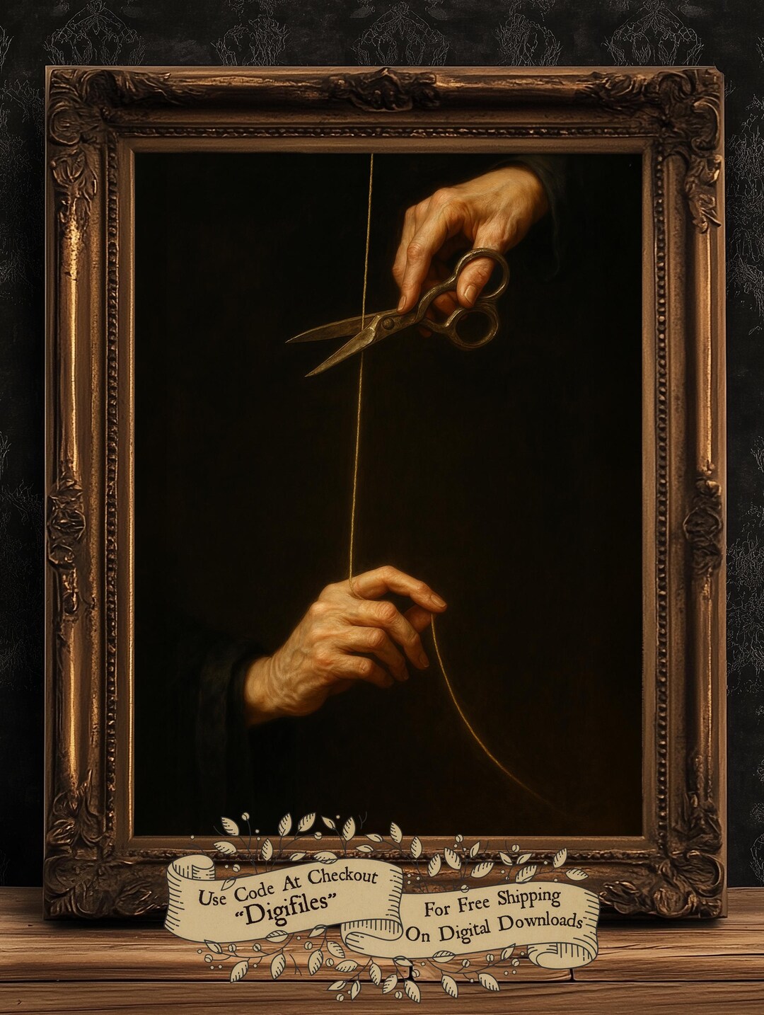 Thread of Life, Gothic Greek Mythology Art Print, Atropos Moirai, the ...