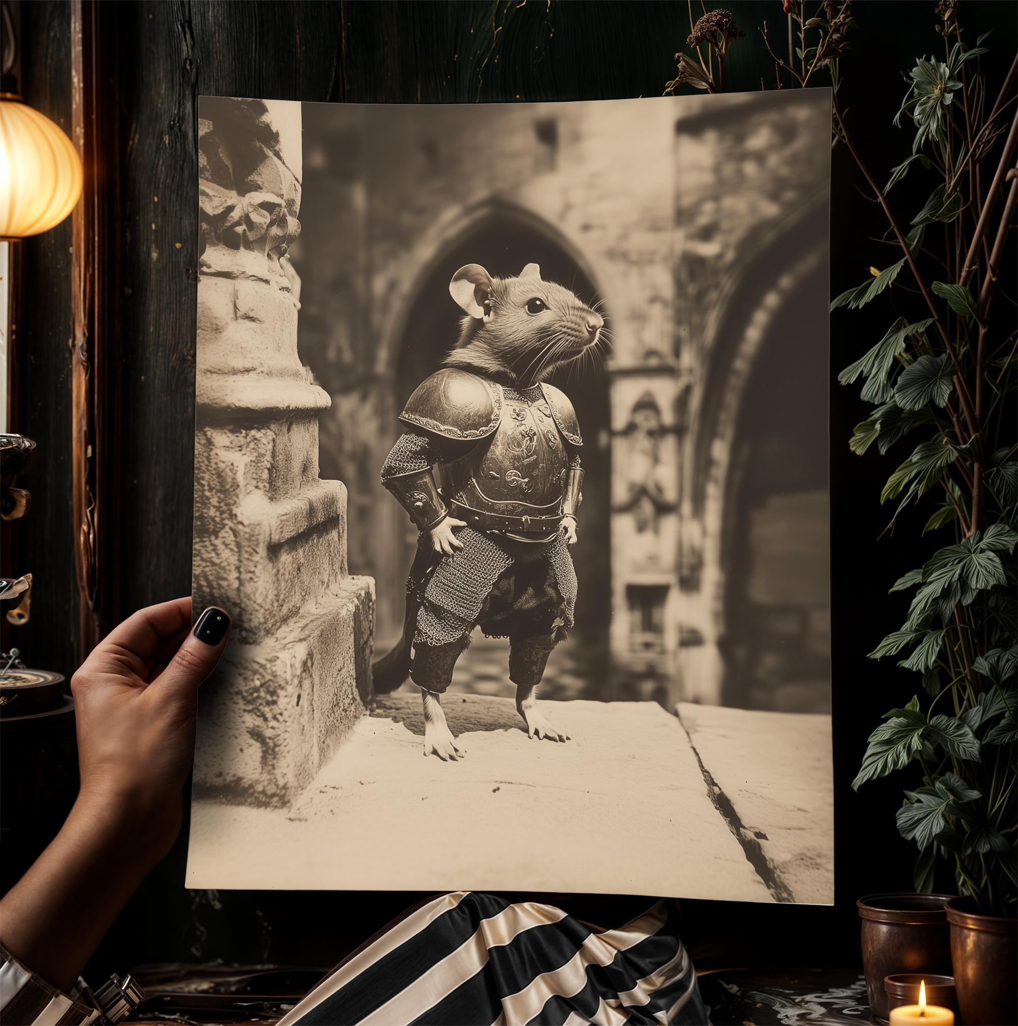 D'artagnan, Vintage Rat Knight Wall Art Hanging, Medieval Mouse Warrior ...