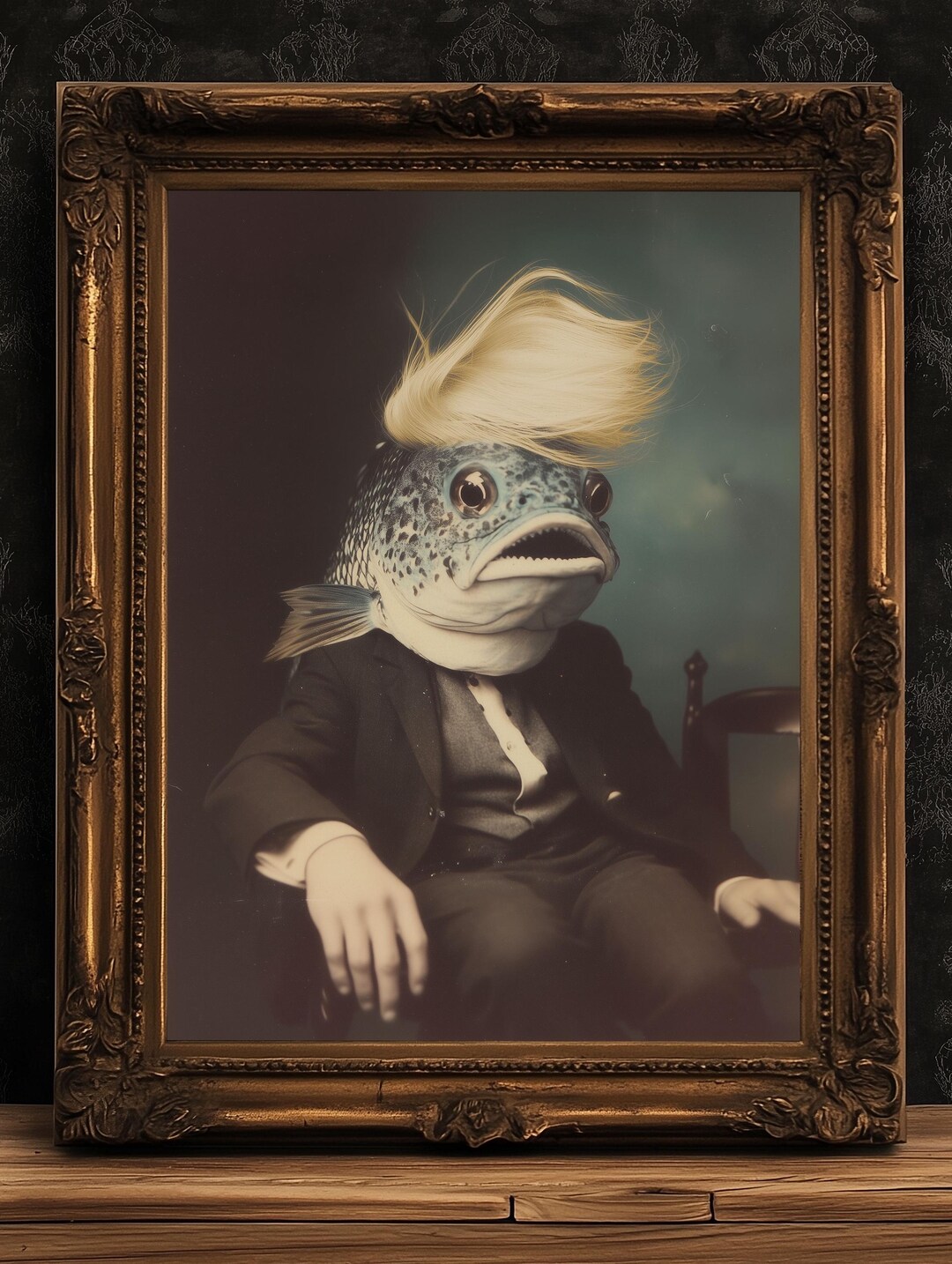The Toupee, Funny Fish Portrait Art Print, Vintage Weirdcore Photograph ...