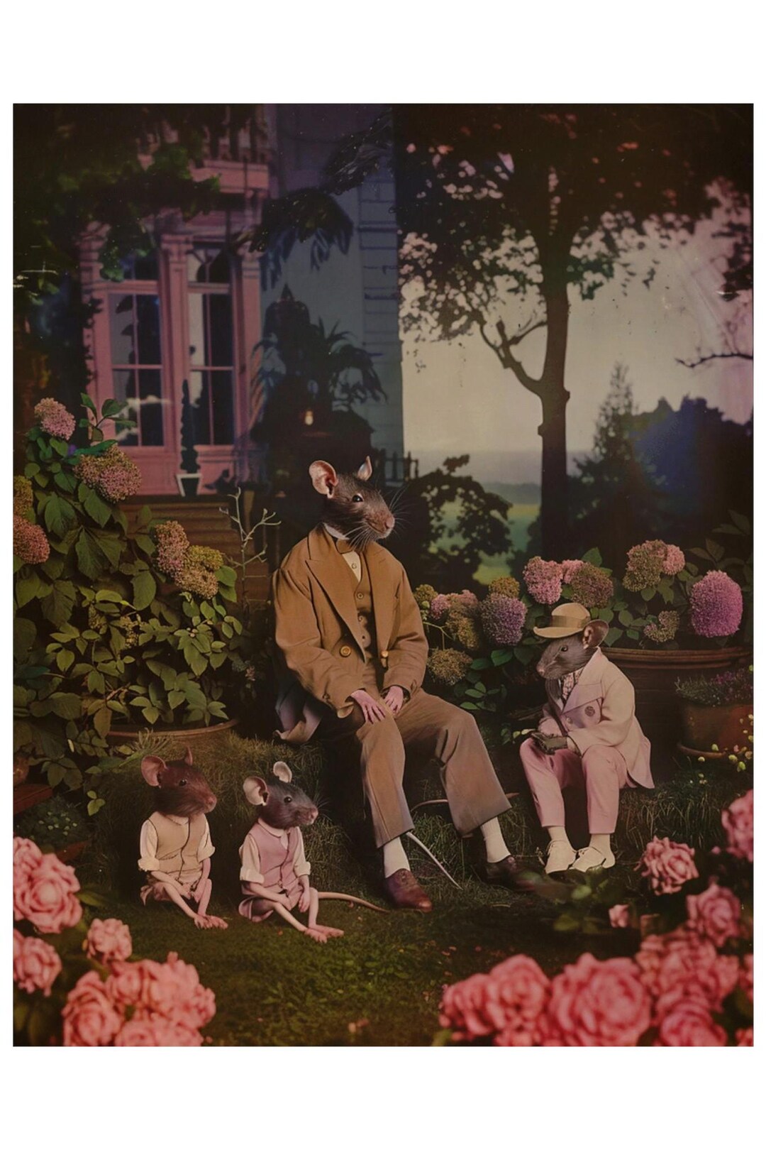 Vintage Rat Family Poster,rat Art Print, Home Decor, Animal Lover Gift ...