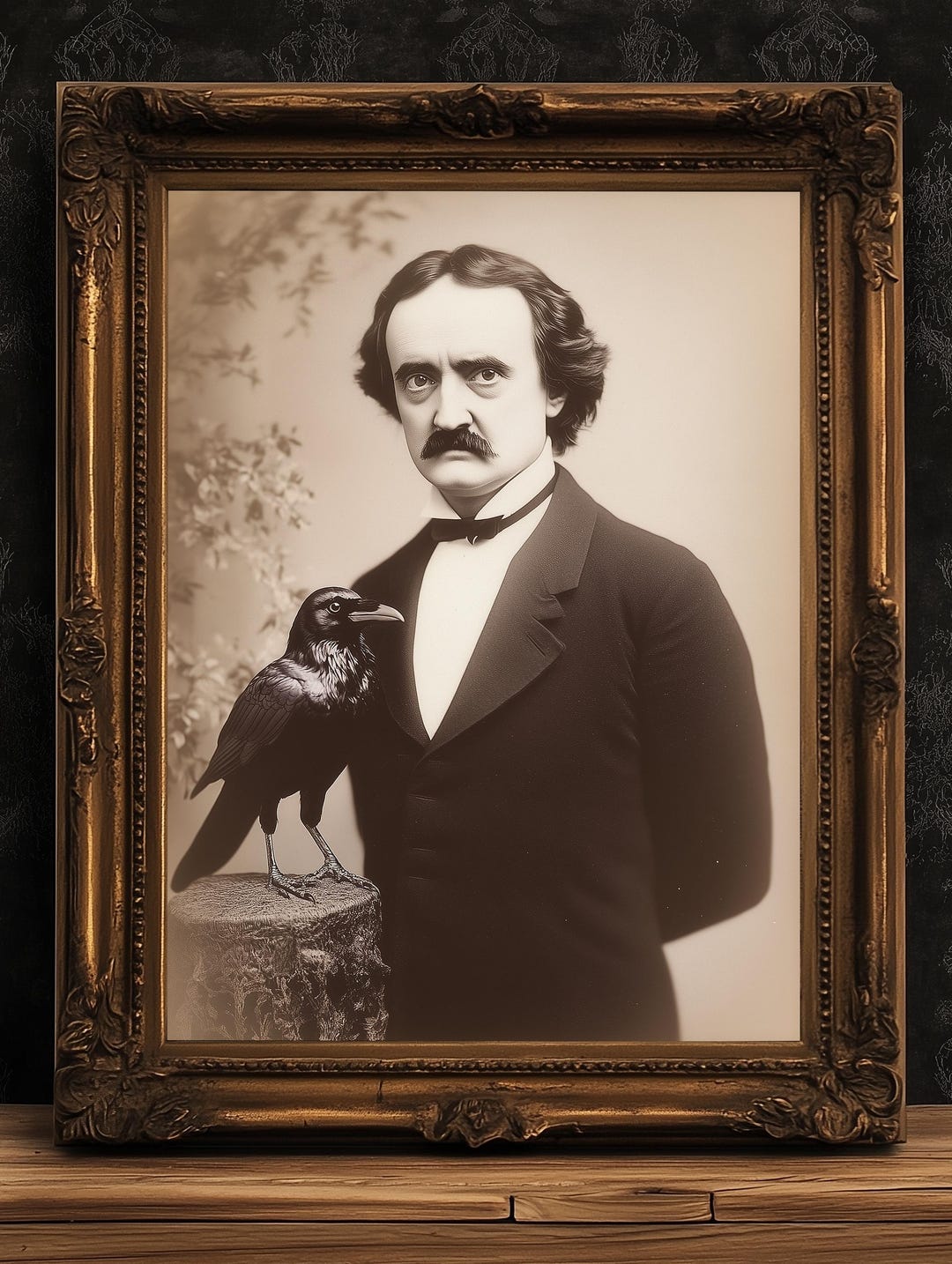 Gothic Raven Gothic Portrait Poster, Vintage Edgar Allan Poe Wall Art ...