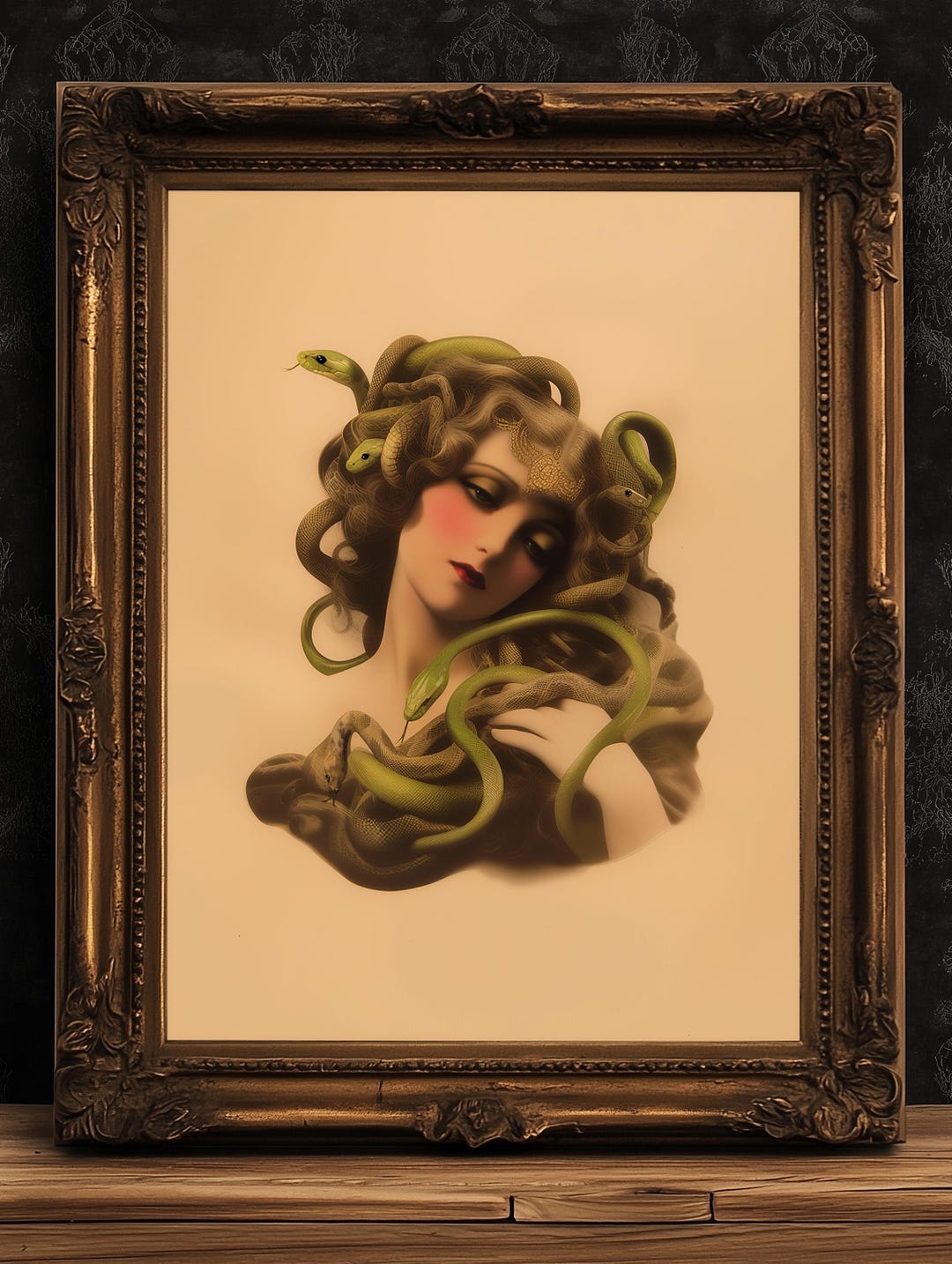 Medusa Art Print, Moody Cabinet Card Postcard, Vintage Gothic Wall Art ...