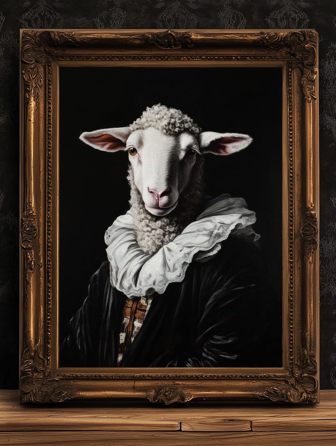 Gothic Sheep Portrait, Dark Academia Wall Decor, Funny Royal Pet ...
