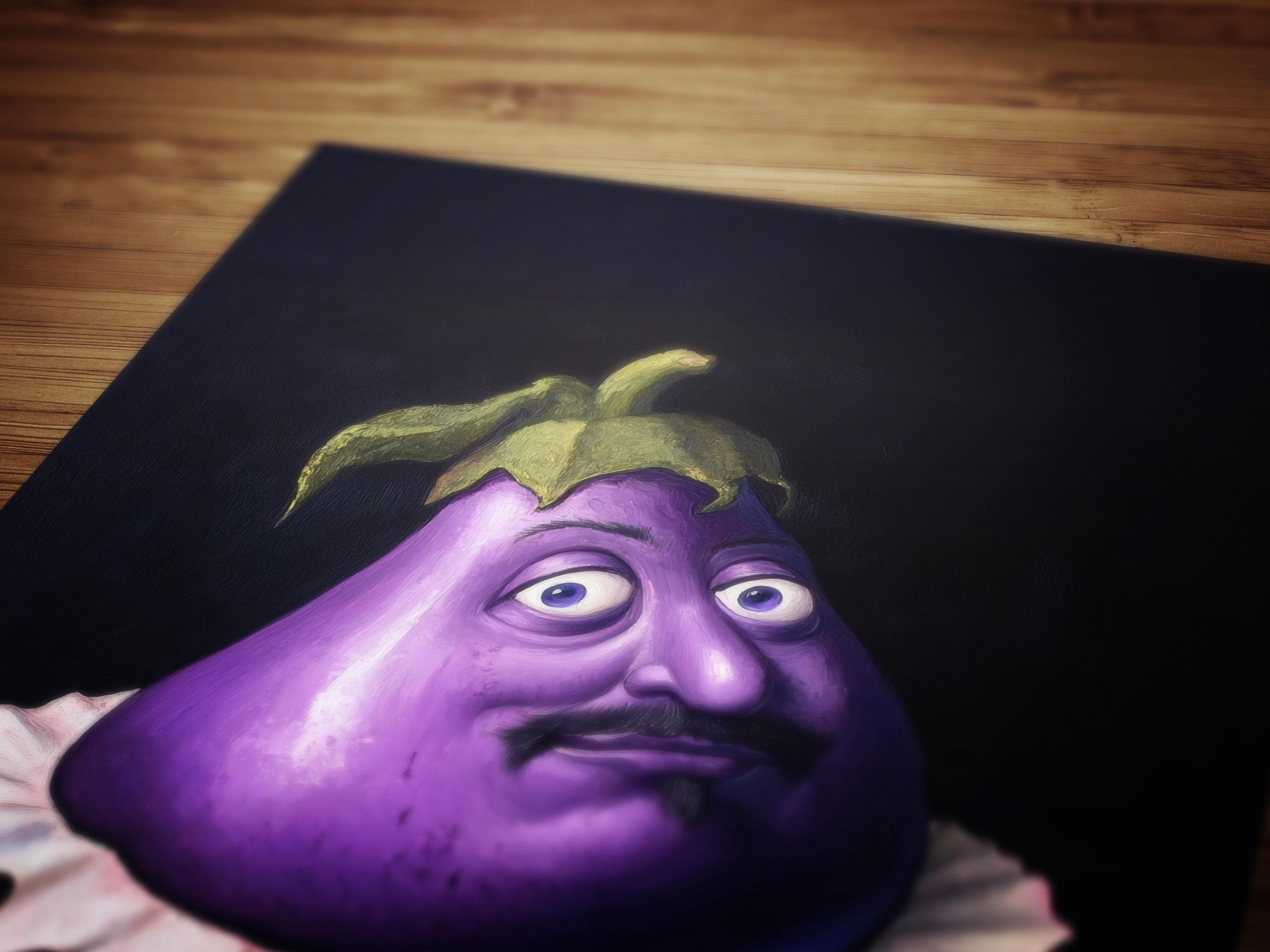 Weird Eggplant Poster, Vegetables Art Print, Renaissance Food Portrait ...