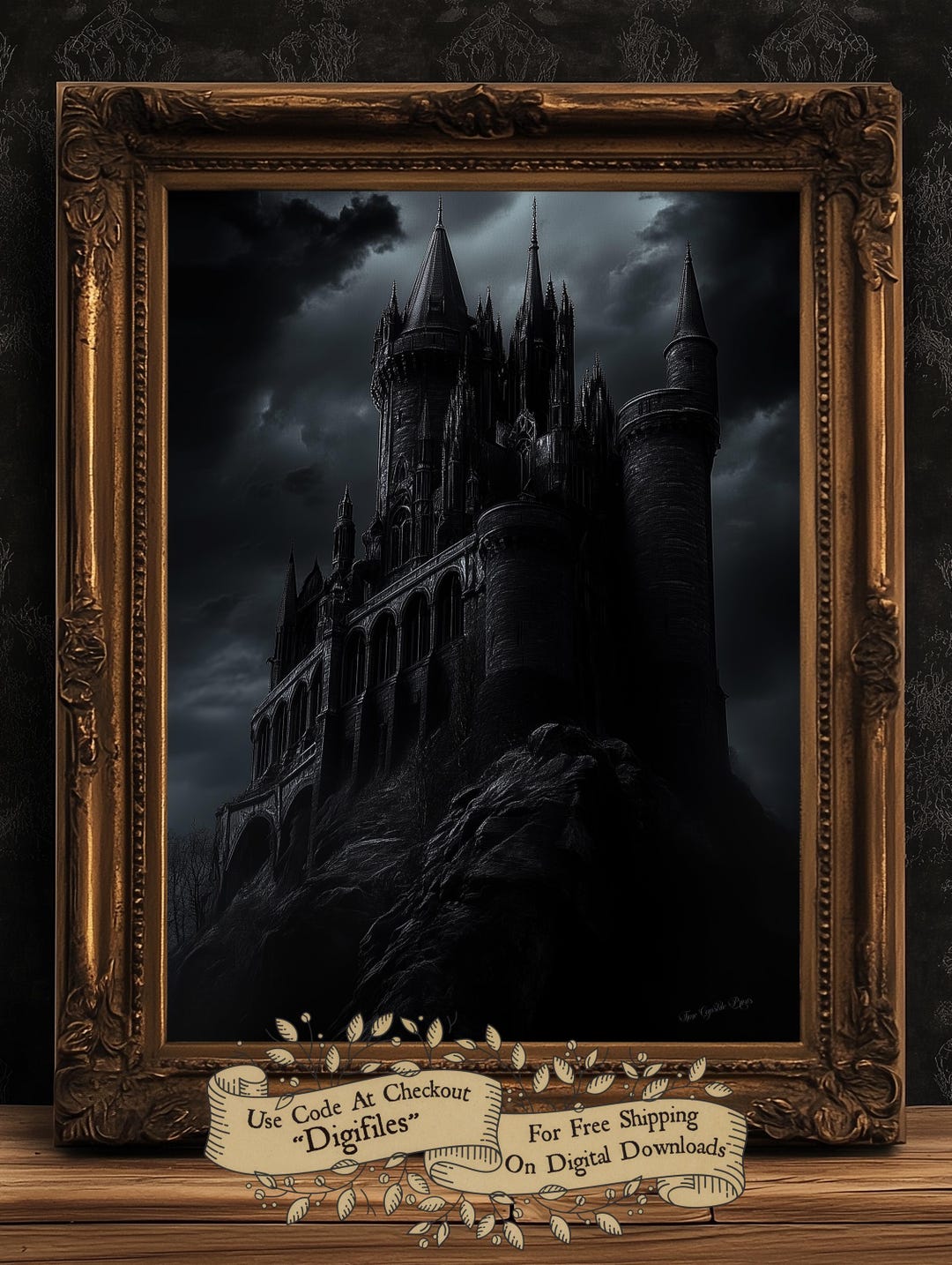 Dark Gothic Castle Wall Art, Medieval Fantasy Print, Haunted Castle ...