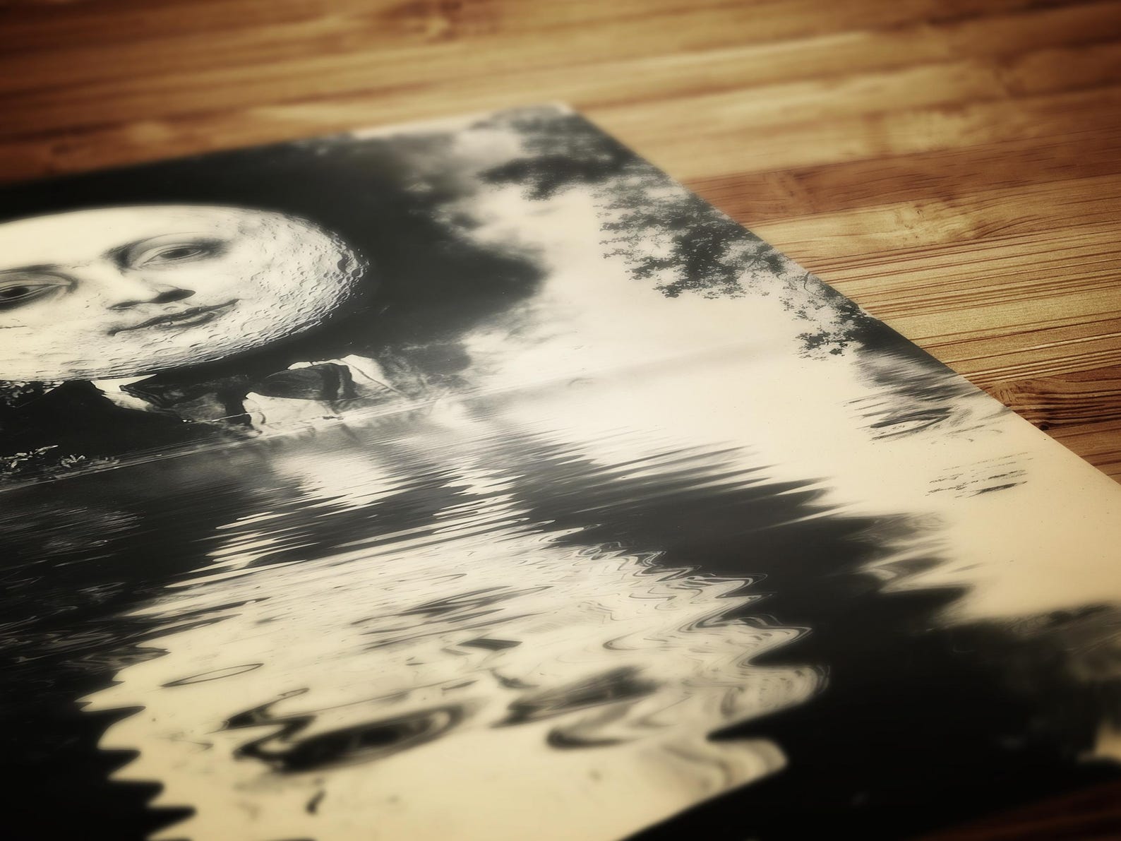 Surreal Moon Face Reflection Art Print Vintage Style Mystical Celestial ...