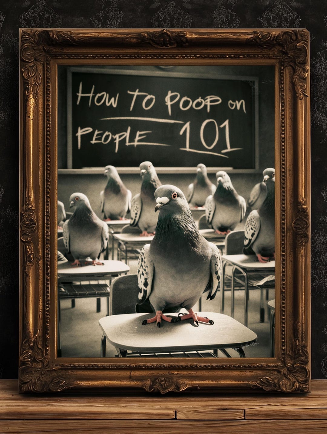 Funny Bathroom Print, Pigeon 101 How to Poop on People, Funny Toilet ...