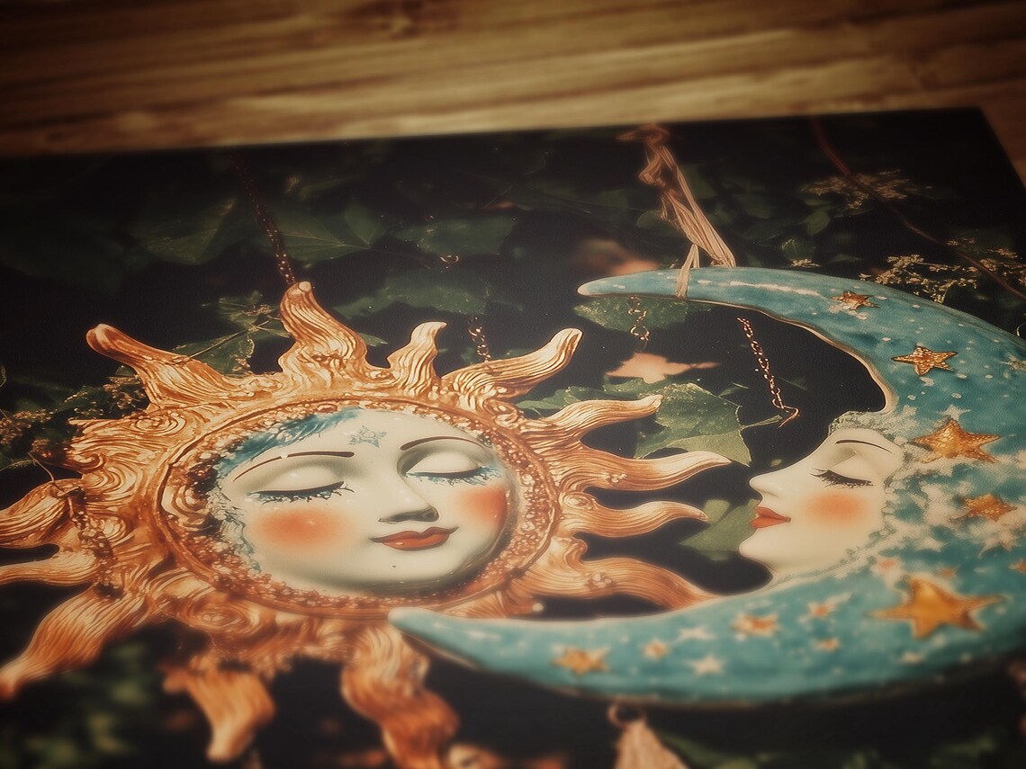 Celestial Sun and Moon Print, 90s Whimsigoth Decor, Whimsical Celestial ...