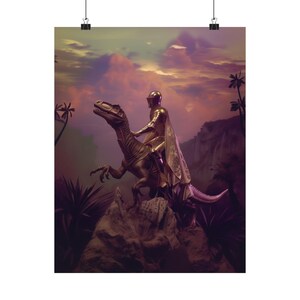 Knight on A Dinosaur, Vintage Photography, Art Poster Print, Gothic ...