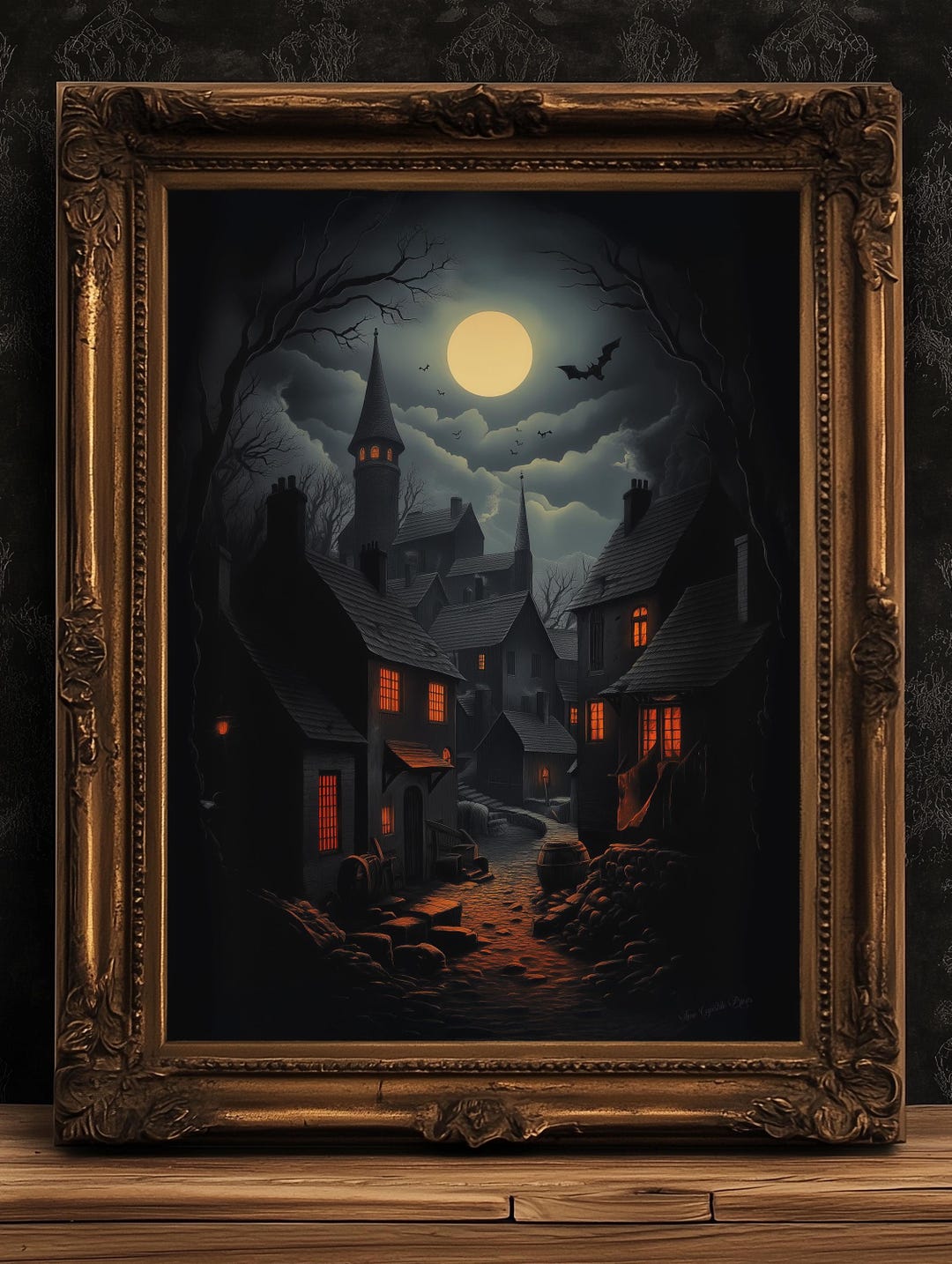 Medieval Magical Village, Medieval Castle Art Painting, Cauldron ...