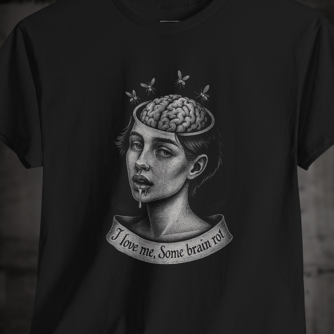 Brain Rot Shirt, Bootleg Cursed Unhinged Tee, Linocut Goth Weirdcore ...