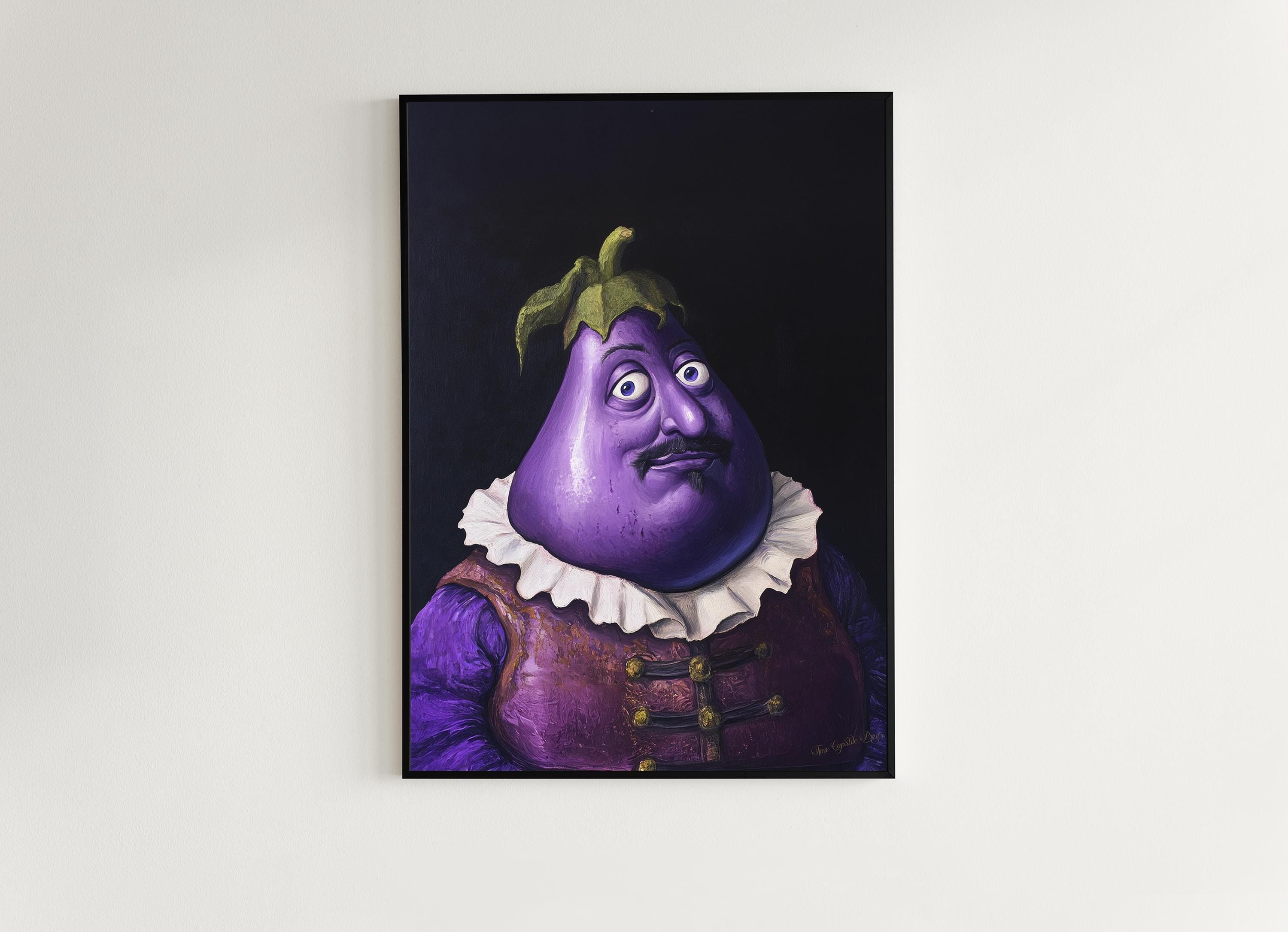Weird Eggplant Poster, Vegetables Art Print, Renaissance Food Portrait ...