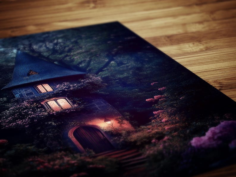 Enchanted Cottage Wall Art, Dark Fairytale Cottage Print, Whimsigoth ...