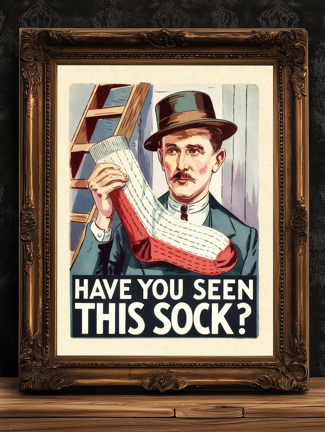 Funny Lost Sock Poster, Vintage Laundry Room Sign, Retro Missing Sock ...