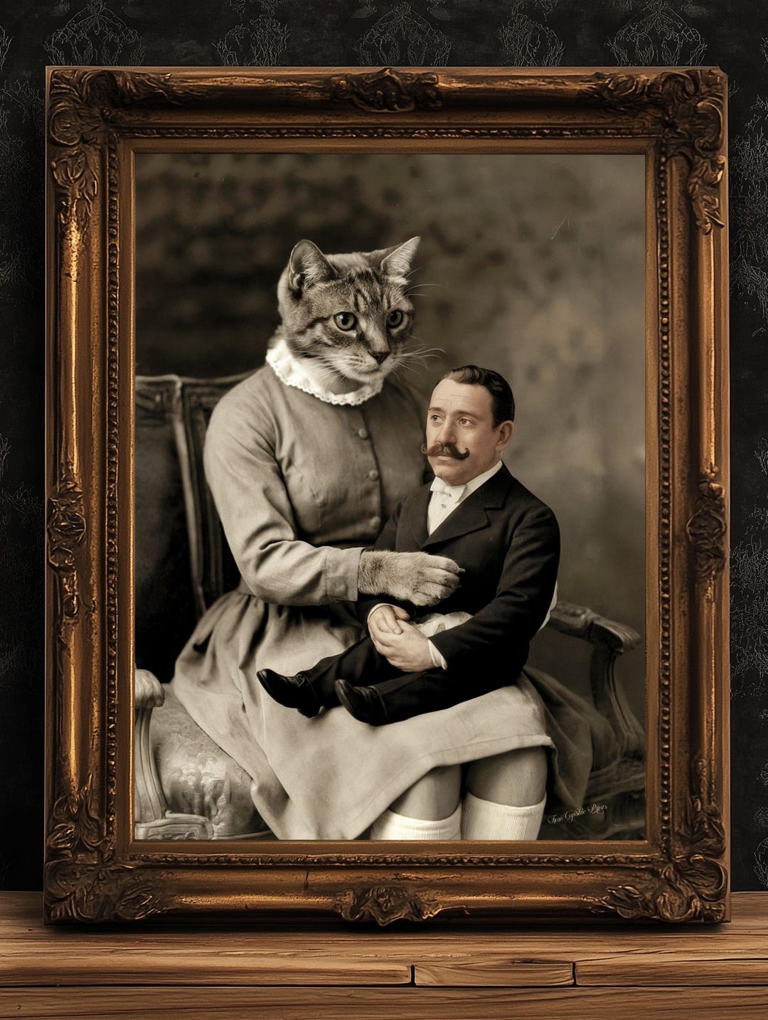 The Lap Chap, Victorian Cat Lady Surreal Poster, Whimsigoth Animal ...