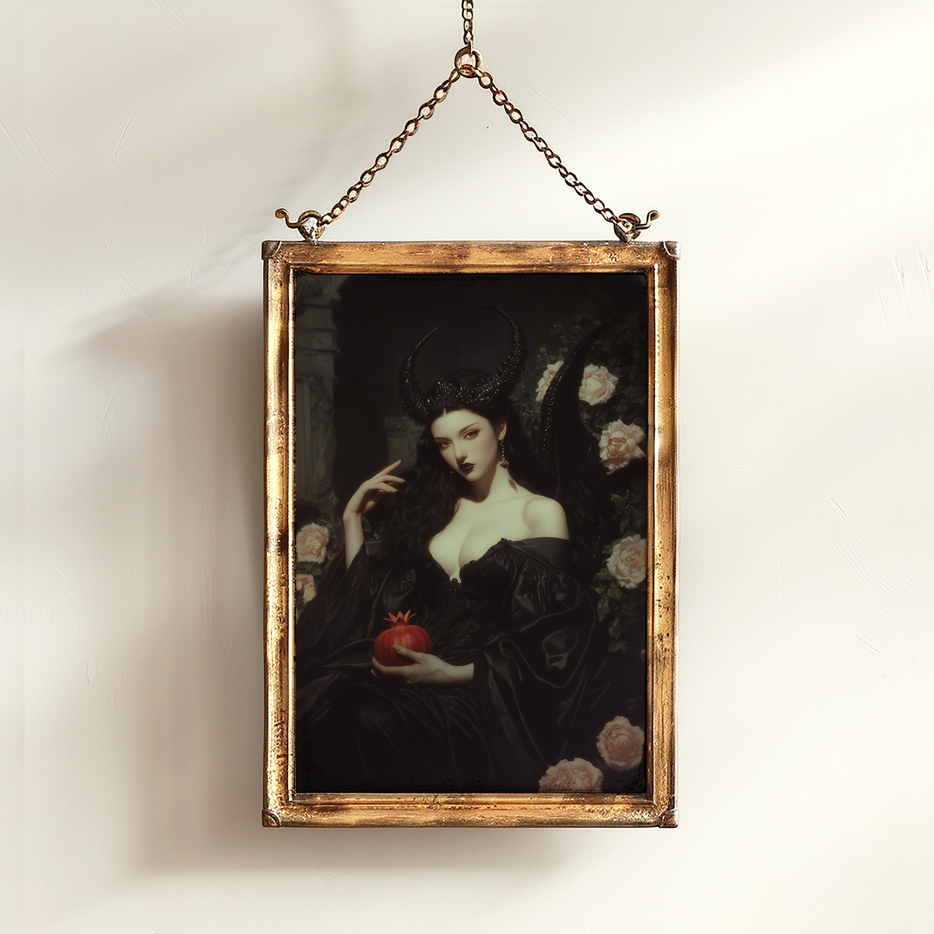 Persephone Holding Pomegranate, Gothic Greek Mythology Goddess Art ...