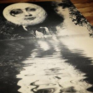 Surreal Moon Face Reflection Art Print Vintage Style Celestial Portrait ...