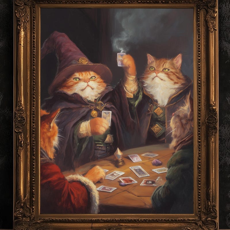 Cute Cat Wizard Poster - Etsy