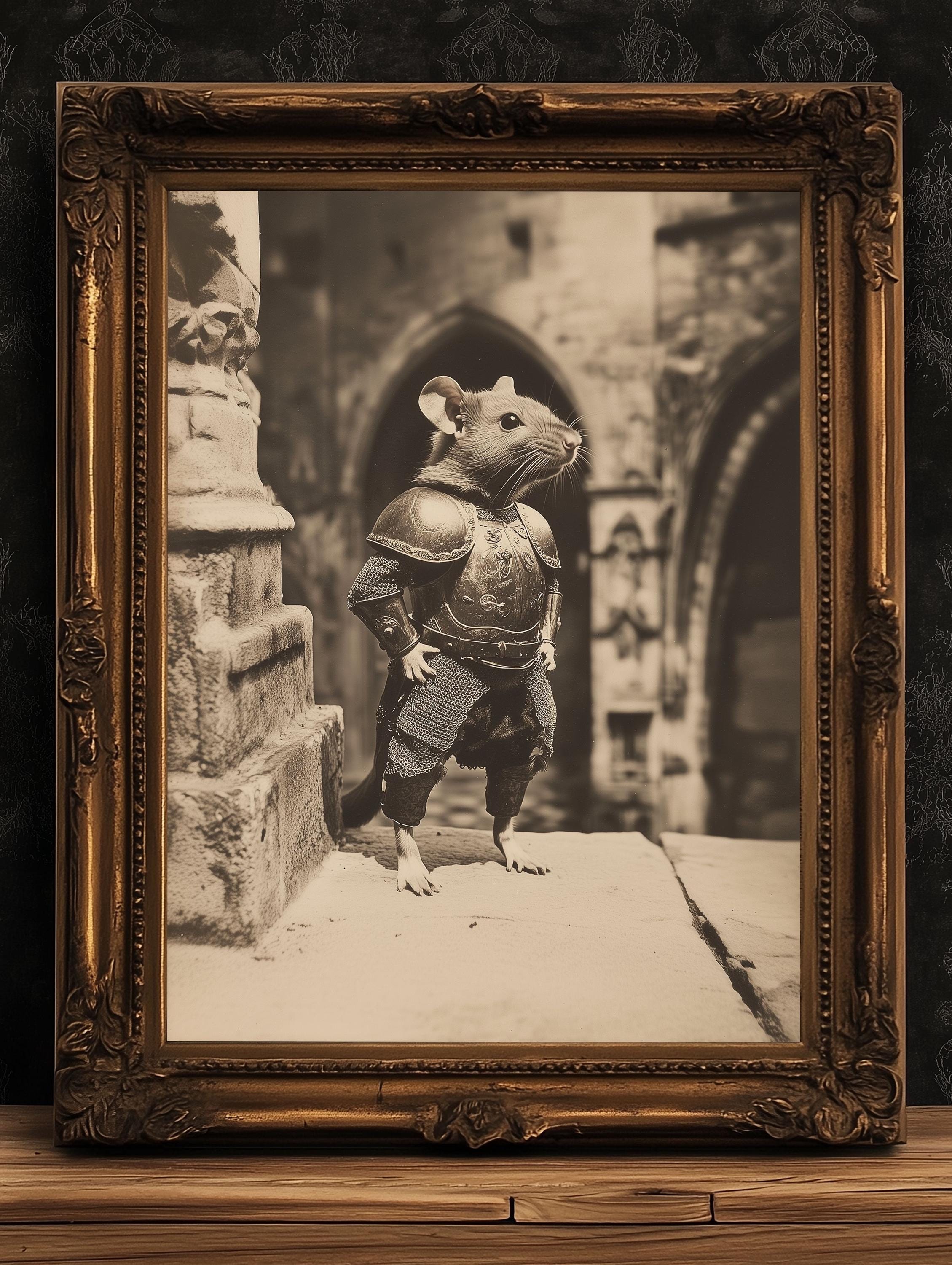 D'artagnan, Vintage Rat Knight Wall Art Hanging, Medieval Mouse Warrior ...