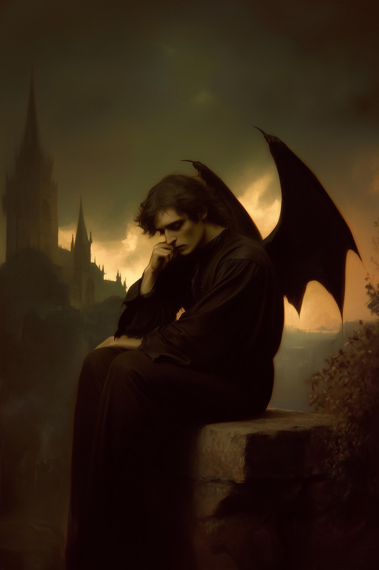 The Fallen Angel, Gothic Moody Vintage Poster, Art Poster Print, Dark ...