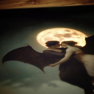 Demonic Love Painting, Demon and Woman Dancing in Moonlight, Dark ...