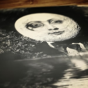 Surreal Moon Face Reflection Art Print Vintage Style Mystical Celestial ...