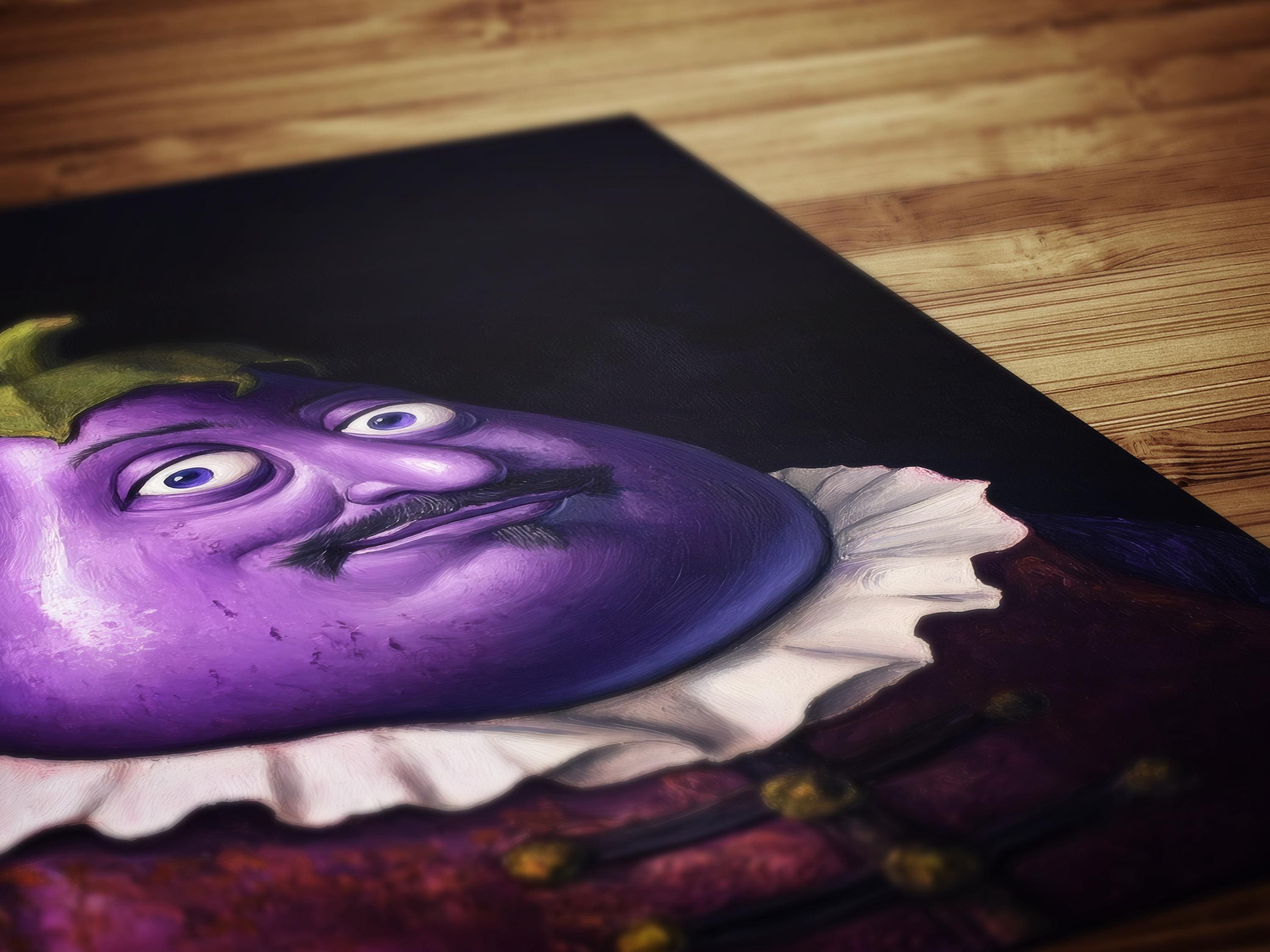 Weird Eggplant Poster, Vegetables Art Print, Renaissance Food Portrait ...