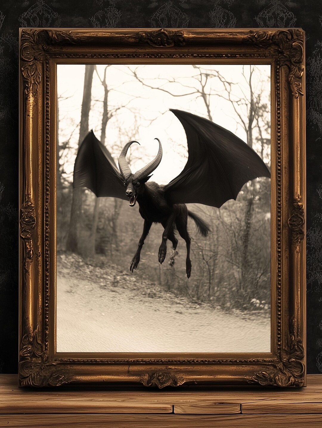 Mythical Jersey Devil Poster, Gothic Fantasy Wall Decor, Cryptid ...
