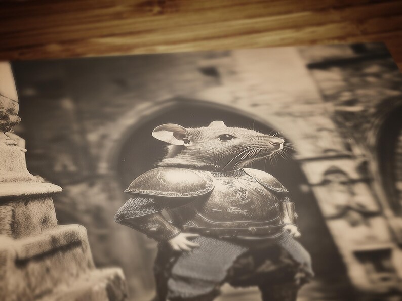 D'artagnan, Vintage Rat Knight Wall Art Hanging, Medieval Mouse Warrior ...