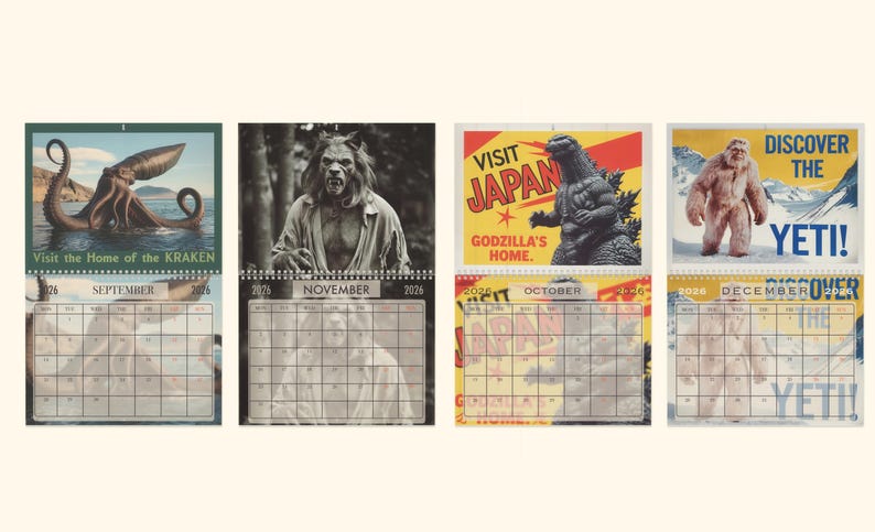 2026 Cryptid Nostalgic Art Calendar Featuring Mythical Creatures ...
