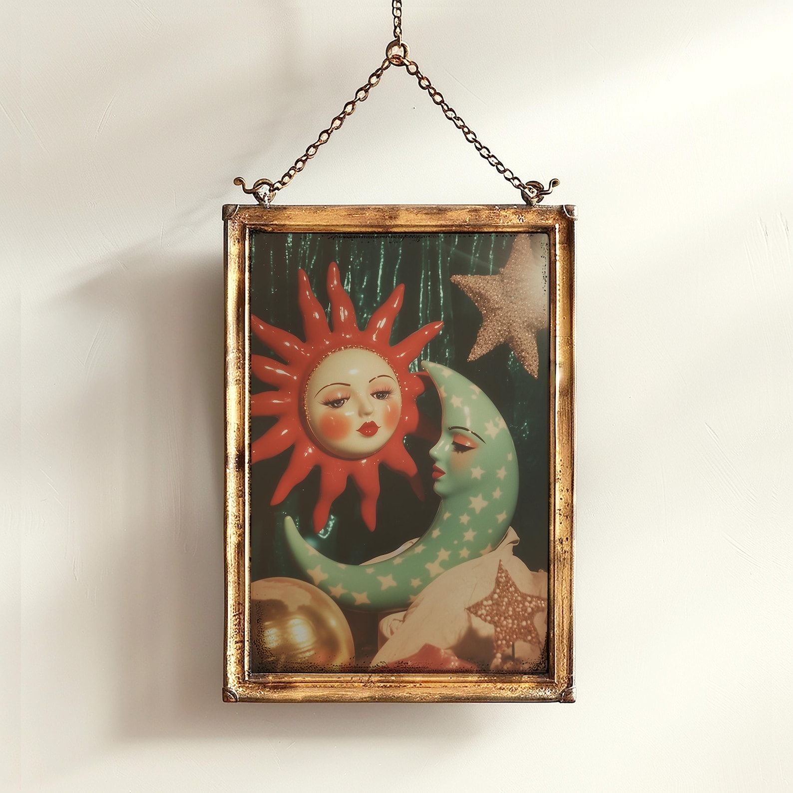 Celestial Sun and Crescent Moon Print, 90s Whimsigoth Decor, Whimsical ...