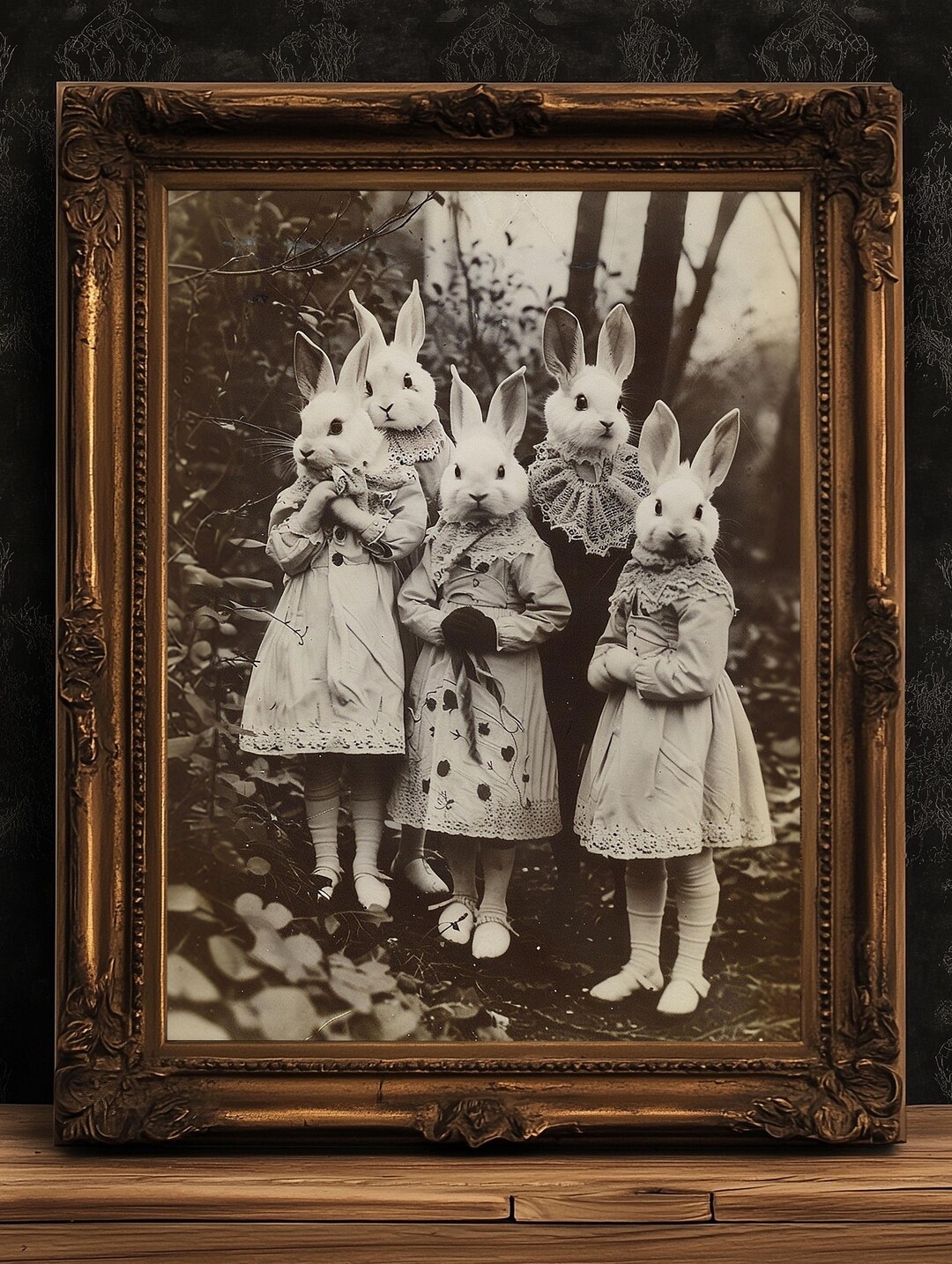 Rabbit Cult in the Forest, Creepy Vintage Photography, Art Poster Print ...
