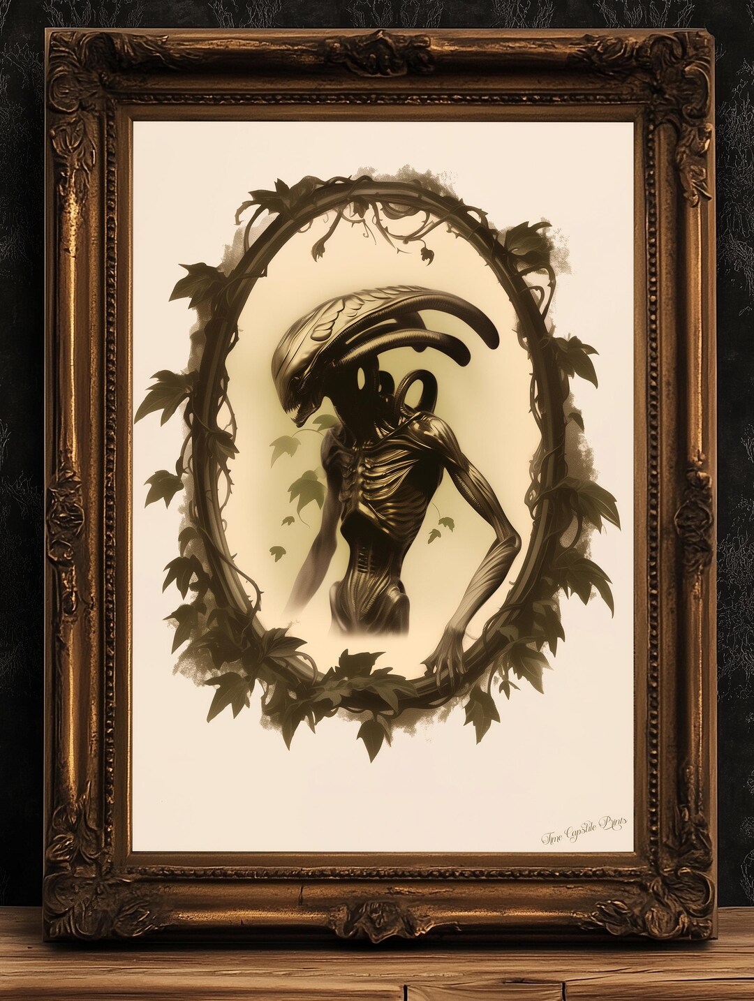 Vintage Gothic Xenomorph Art Print Alien Horror Wall Decor, Sci-fi ...